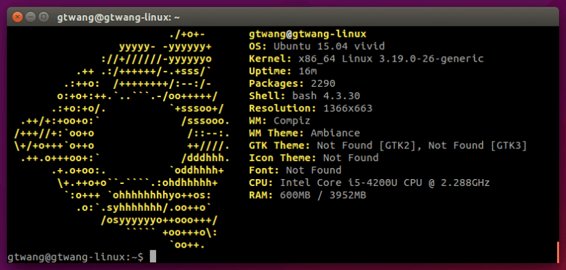screenfetch 與 linux_logo：顯示 Linux Logo 與基本硬體資訊 – G. T. Wang