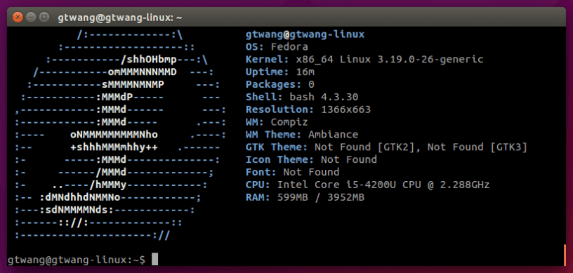 screenfetch 與 linux_logo：顯示 Linux Logo 與基本硬體資訊 – G. T. Wang