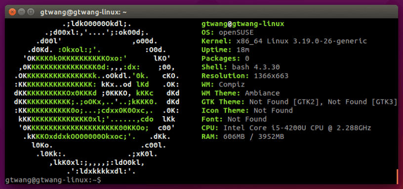 screenfetch 與 linux_logo：顯示 Linux Logo 與基本硬體資訊 – G. T. Wang