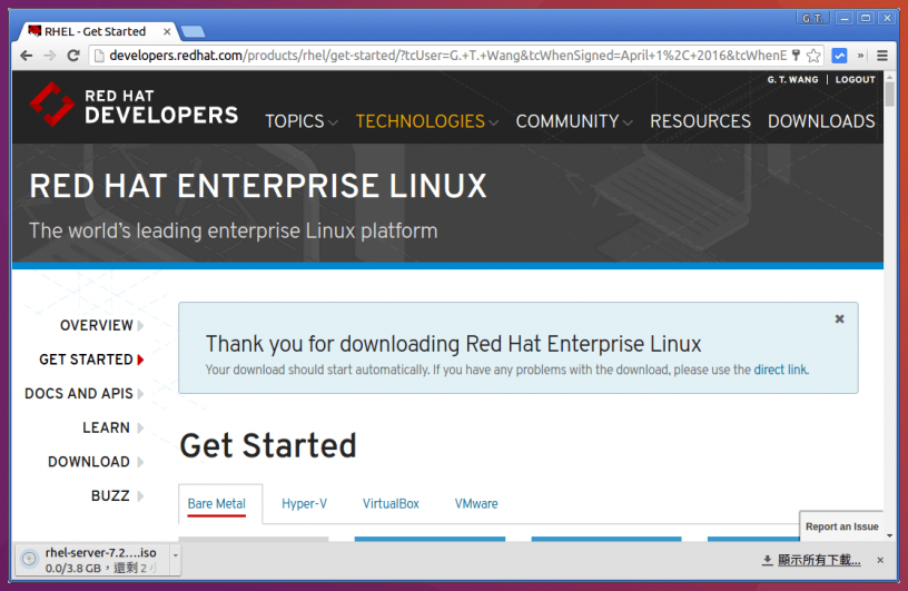免費下載官方 Red Hat Enterprise Linux（RHEL）企業級版本 – G. T. Wang