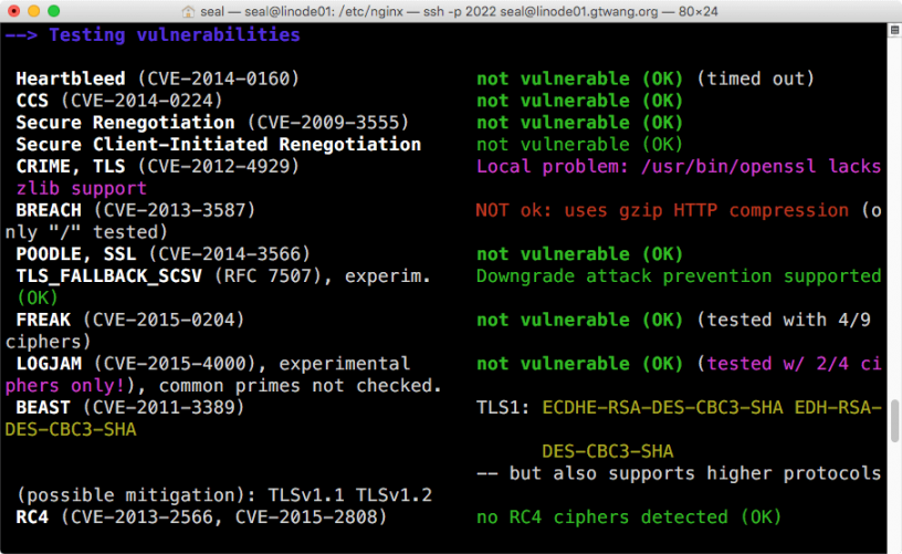testssl.sh 伺服器 TLS/SSL 加密安全性檢測工具,找出網站漏洞預防入侵 – G. T. Wang testssl.sh 伺服器 TLS/SSL 加密安全性檢測工具,找出網站漏洞預防入侵 – G. T. Wang
