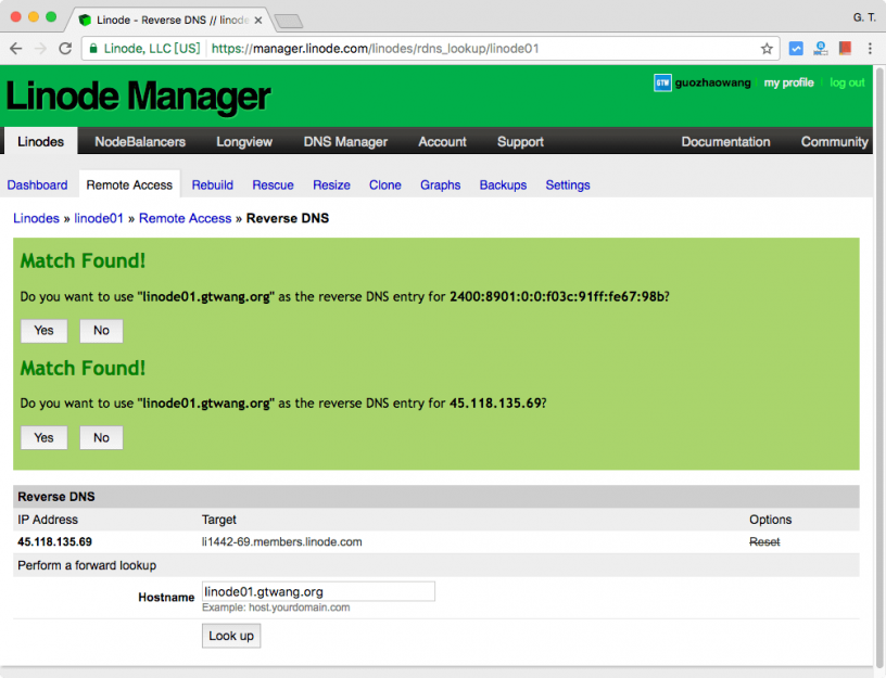 Linode VPS 虛擬專屬主機新增 DNS PTR 反解記錄教學 – G. T. Wang