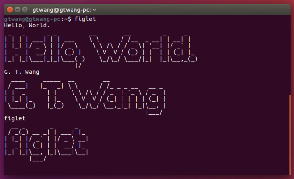 Linux 的 Figlet 指令產生 Ascii Art 大型文字教學 G T Wang 